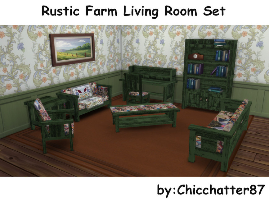 The Sims Resource - Rustic Farm Living Room Set