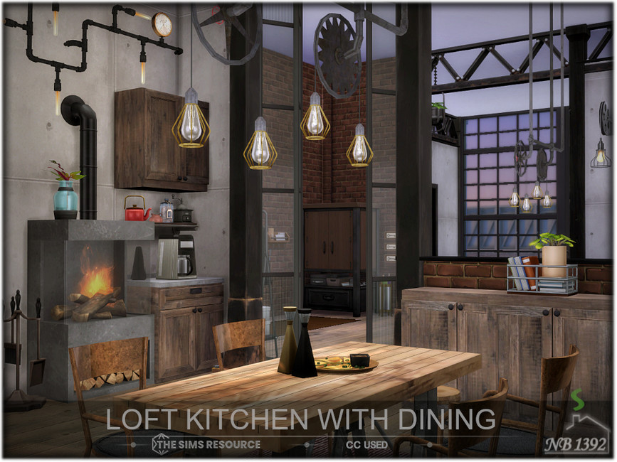 The Sims Resource - Loft Kitchen with Dining (CC only TSR)