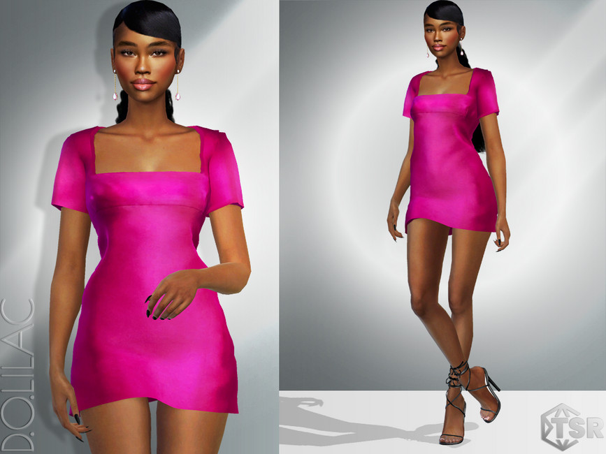 The Sims Resource - Satin Mini Dress DO931