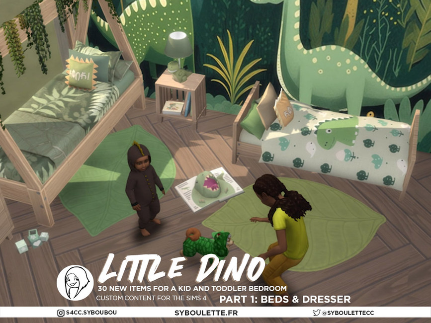 The Sims Resource - Patreon release - Dino kid bedroom - Part 1: beds ...