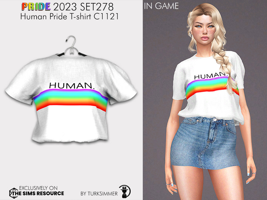 The Sims Resource - PRIDE 2023 SET278 - Human Pride T-shirt C1121