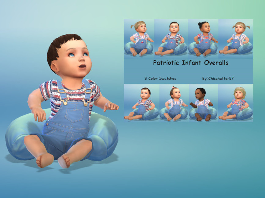 The Sims Resource - Patriotic Infant Overalls