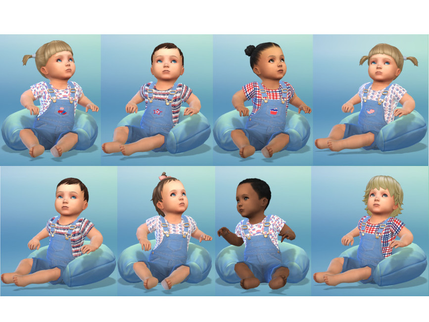 The Sims Resource - Patriotic Infant Overalls