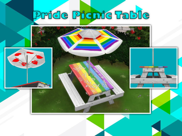 The Sims Resource | Pride Picnic Table w/ Umbrella