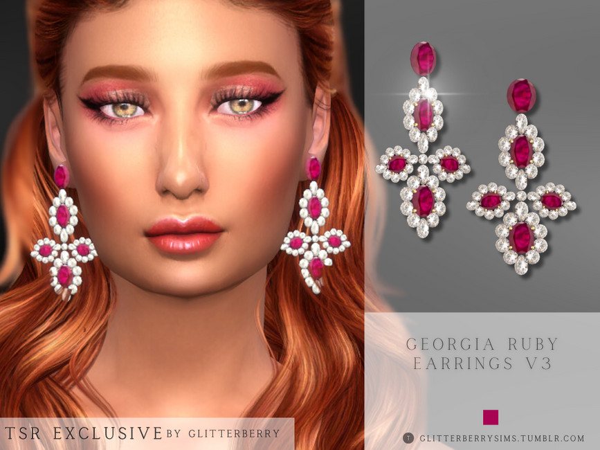 The Sims Resource - Georgia Ruby Earrings v3