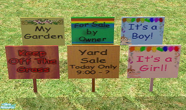 The Sims Resource - Small Yard Sign Recolors