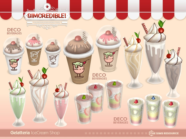 The Sims Resource | Gelatteria Milkshake Decor