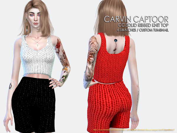 The Sims Resource | CC.Solid Ribbed knit top