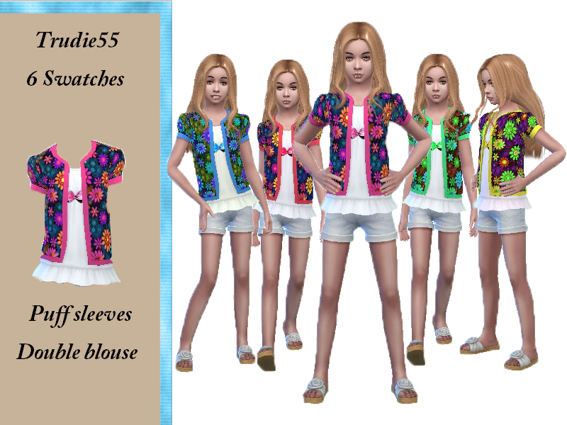 The Sims Resource | Puff sleeve double blouse
