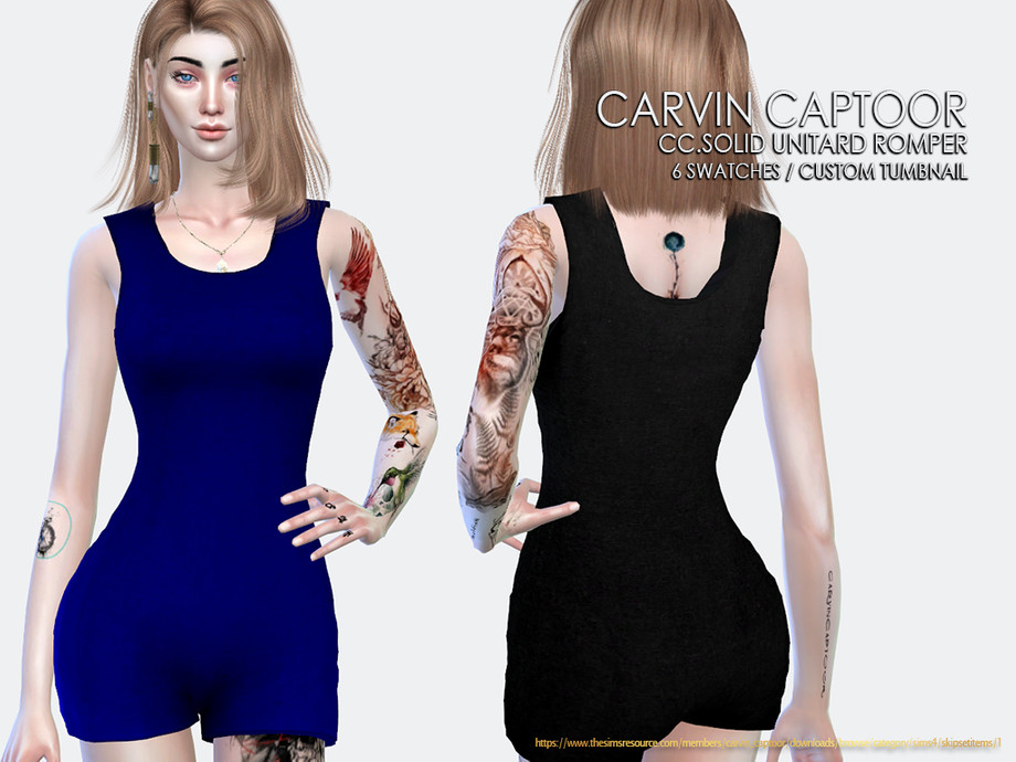 The Sims Resource | CC.Solid Unitard Romper