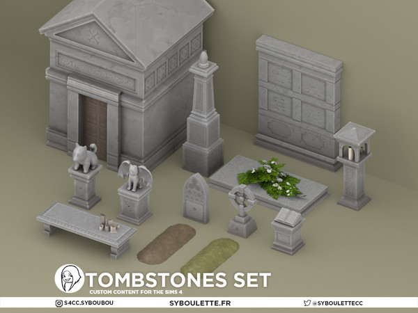 The Sims Resource | Tombstones - Ground stone plaque | grave urn tomb death