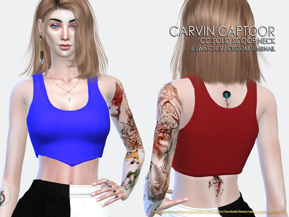 The Sims Resource | CC.Solid Scoop Neck