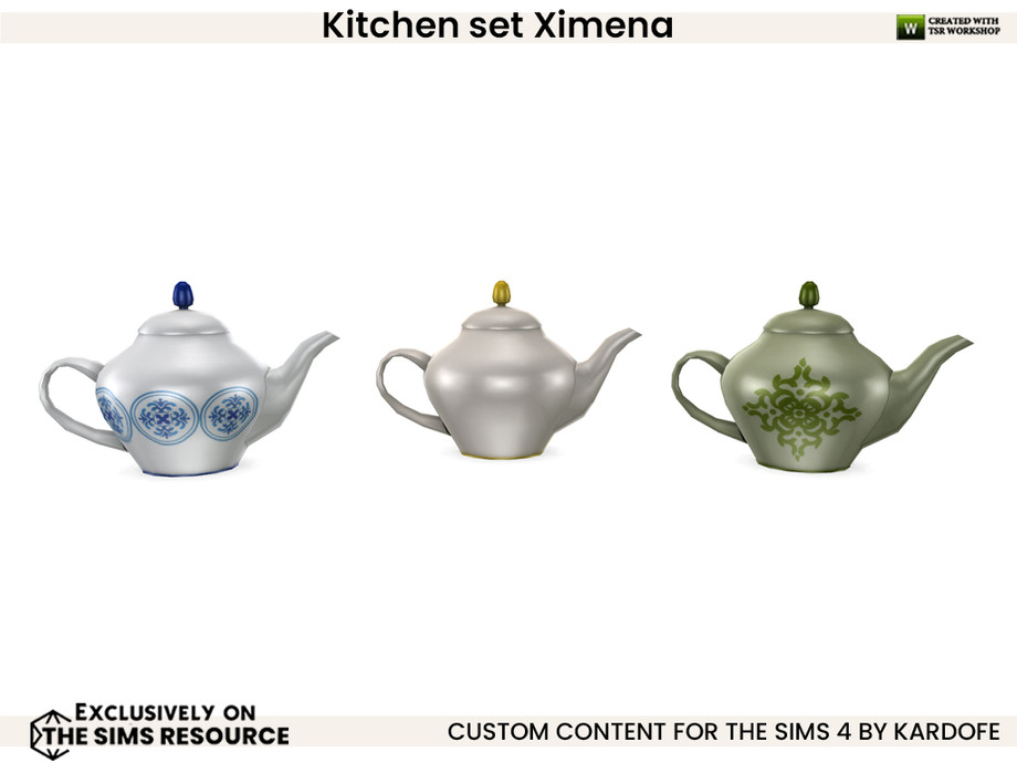 The Sims Resource | kardofe_Kitchen set Ximena_Teapot