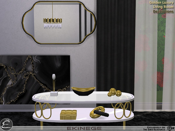 The Sims Resource | Golden Luxury Living Room - Decorations - Set 2