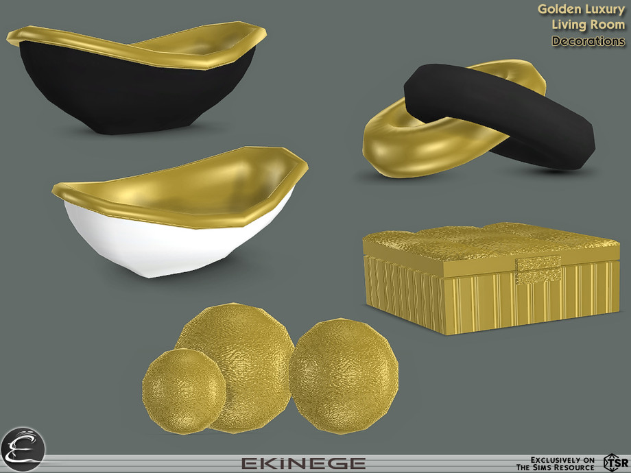 The Sims Resource | Golden Luxury Living Room - Decorations - Set 2