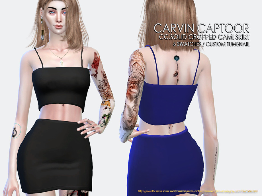 The Sims Resource | CC.Solid Cropped Cami Skirt