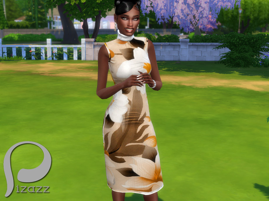 The Sims Resource - Turtleneck floral midi