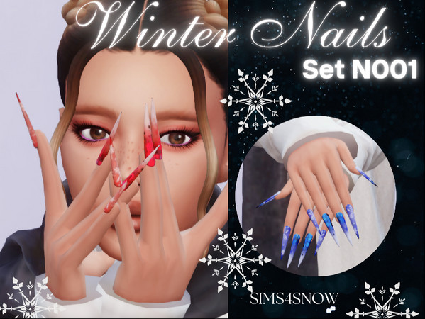 The Sims Resource | Winter Nails Set N001