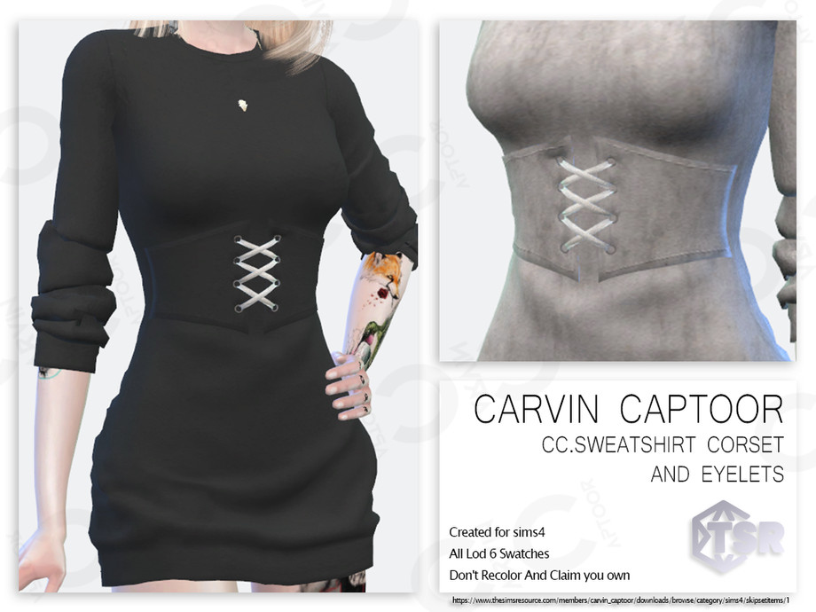 The Sims Resource | CC.Sweatshirt corset and eyelets