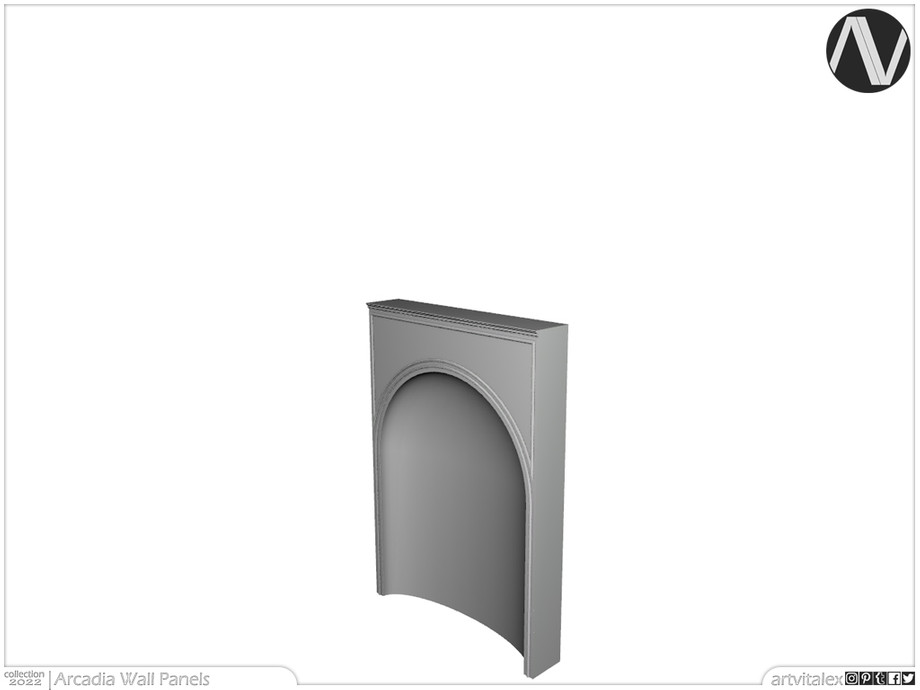 The Sims Resource | Arcadia Wall Panel Arch Niche Short