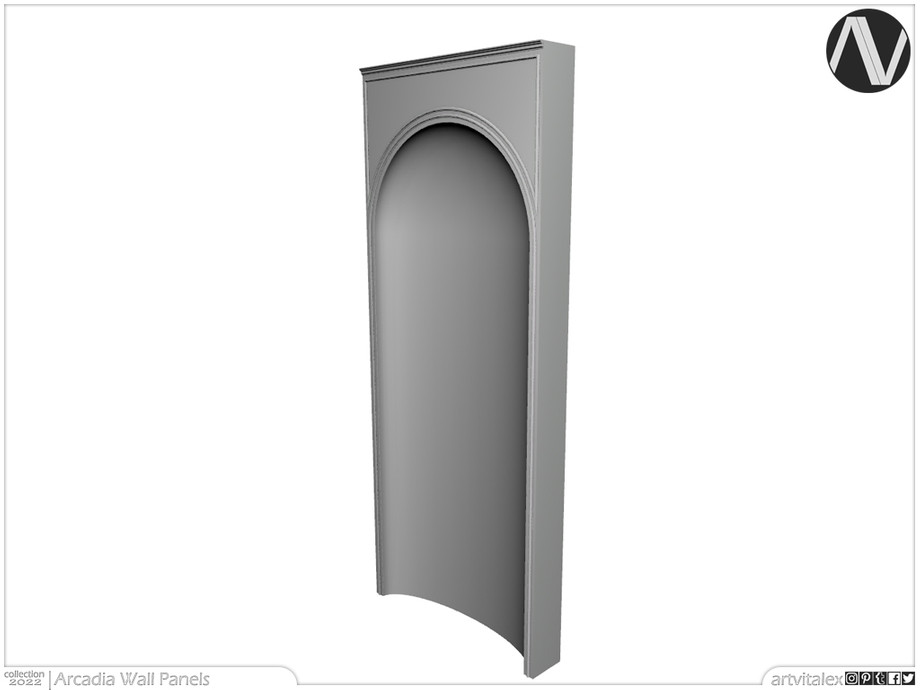 The Sims Resource | Arcadia Wall Panel Arch Niche Tall