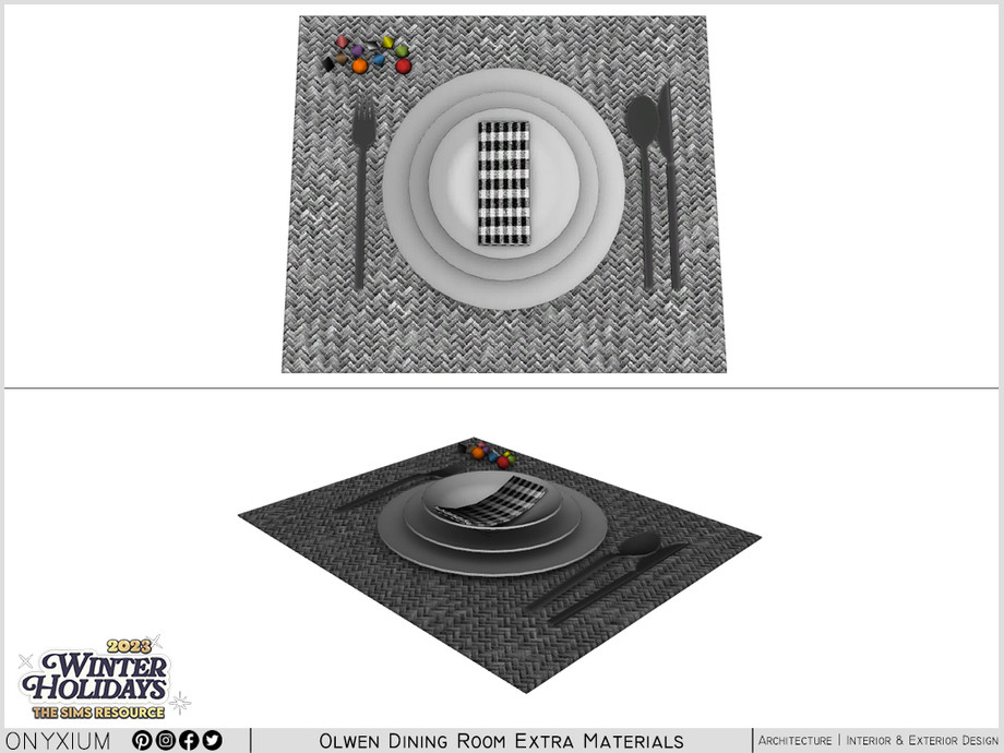 The Sims Resource | Olwen Placemat With Fork, Knife, Spoon And Plates