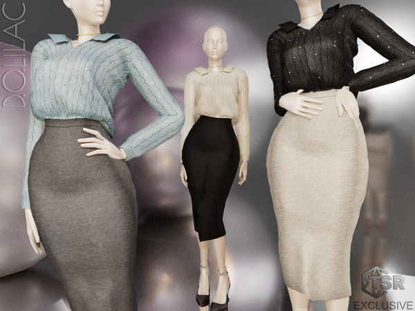 The Sims Resource | Sequin Cable Knit Sweater [SET] DO0190