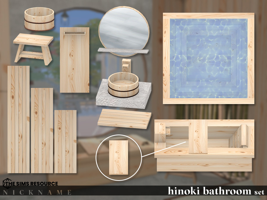 The Sims Resource | hinoki bathroom set_hottub fountain