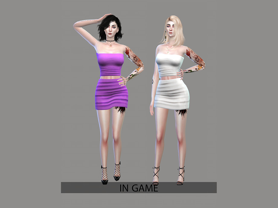 The Sims Resource | CC.Strapless Solid Skirt