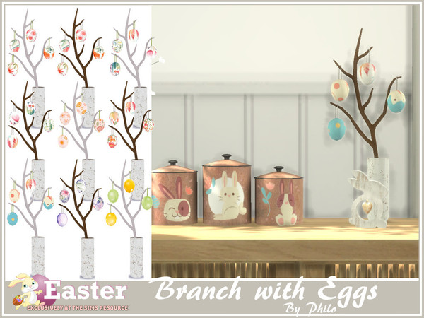 The Sims Resource | Philo_Boho Easter Branch with Eggs