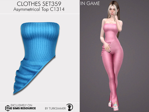 The Sims Resource - Clothes SET364 - Frill Trim Crop Top C1324