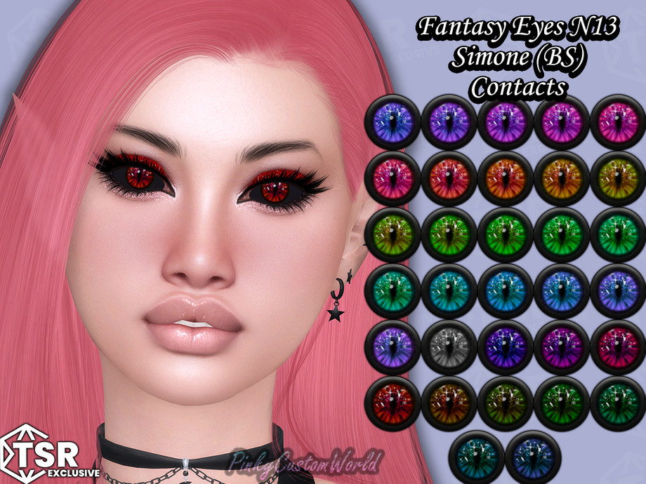 The Sims Resource | FantasyEyes N13 - Simone Black Sclera (Facepaint)