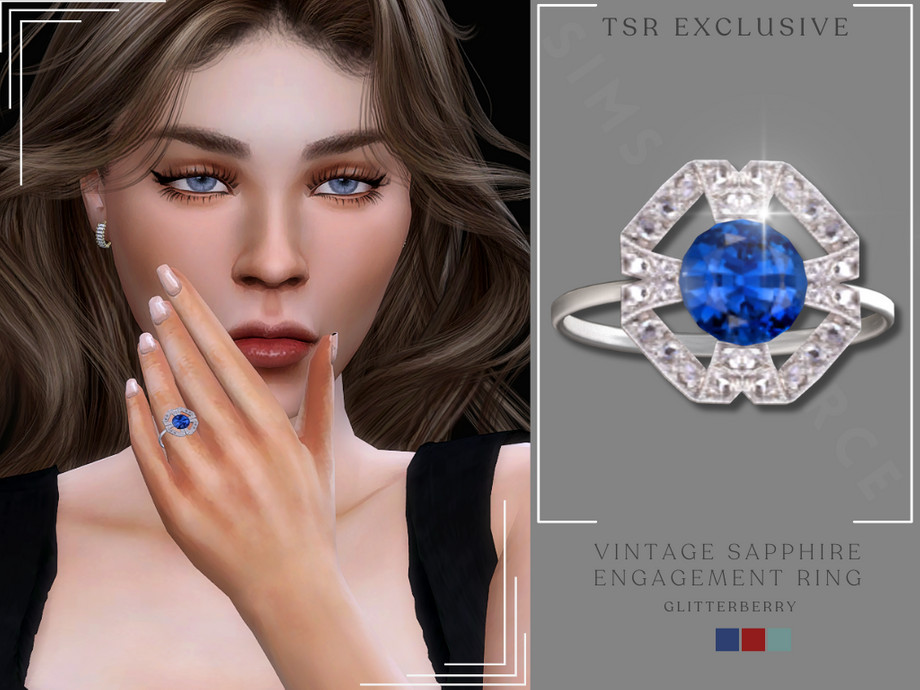 The Sims Resource | Vintage Sapphire Engagement Ring