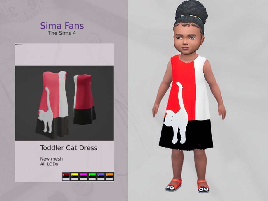 The Sims Resource | Toddler Cat Dress by SimaFans