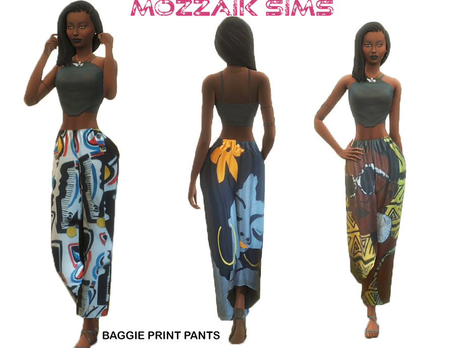 The Sims Resource | Wide Leg Pants with Graphic Design