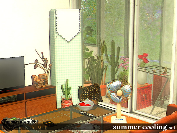 The Sims Resource | summer cooling set_desk fan (small) (deco)