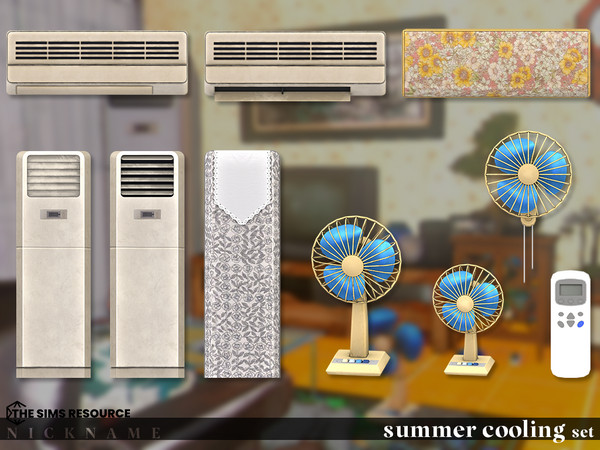 The Sims Resource | summer cooling set_floor standing air conditioner ...