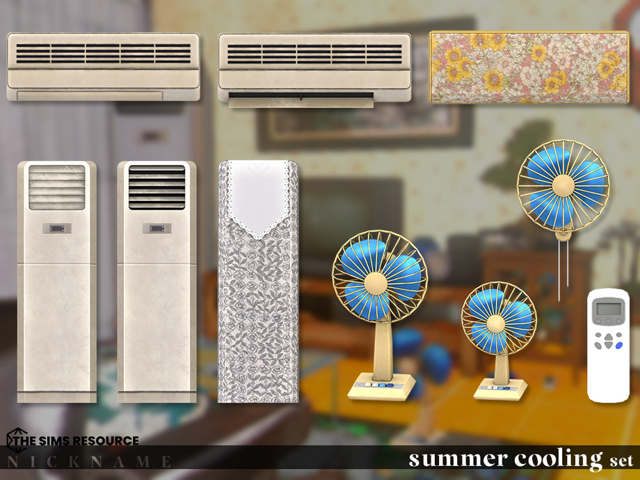 The Sims Resource | summer cooling set_floor standing air conditioner ...