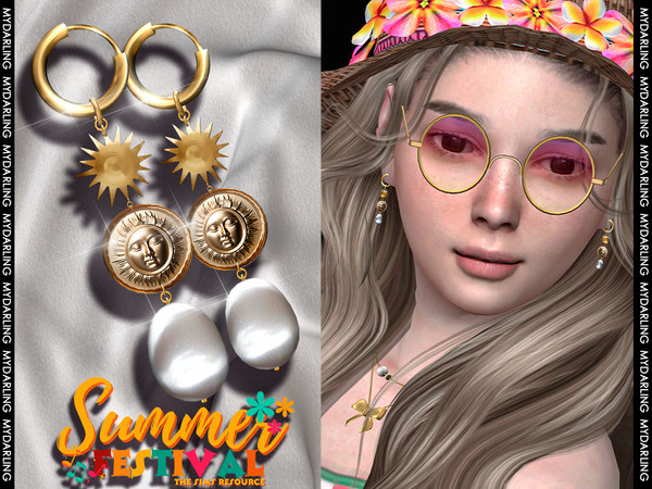 The Sims Resource | vintage summer long alloy earrings v2 CHILD