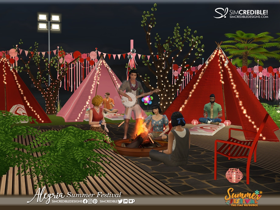 The Sims Resource | Alegria Summer Festival decor tent with lights