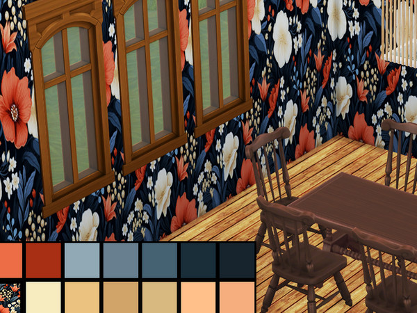 The Sims Resource | Blue and Orange Floral