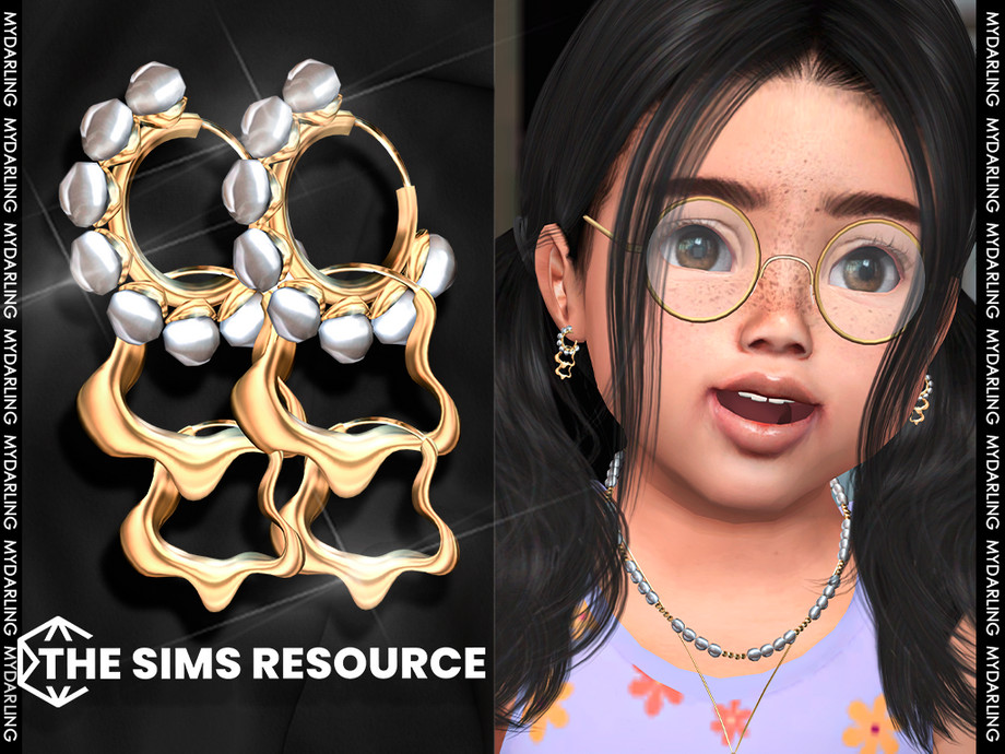 The Sims Resource | elegant gold pearl earrings na010 TODDLER