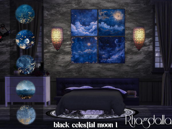 The Sims Resource | Celestial Moon Paintings I [ black and white ]
