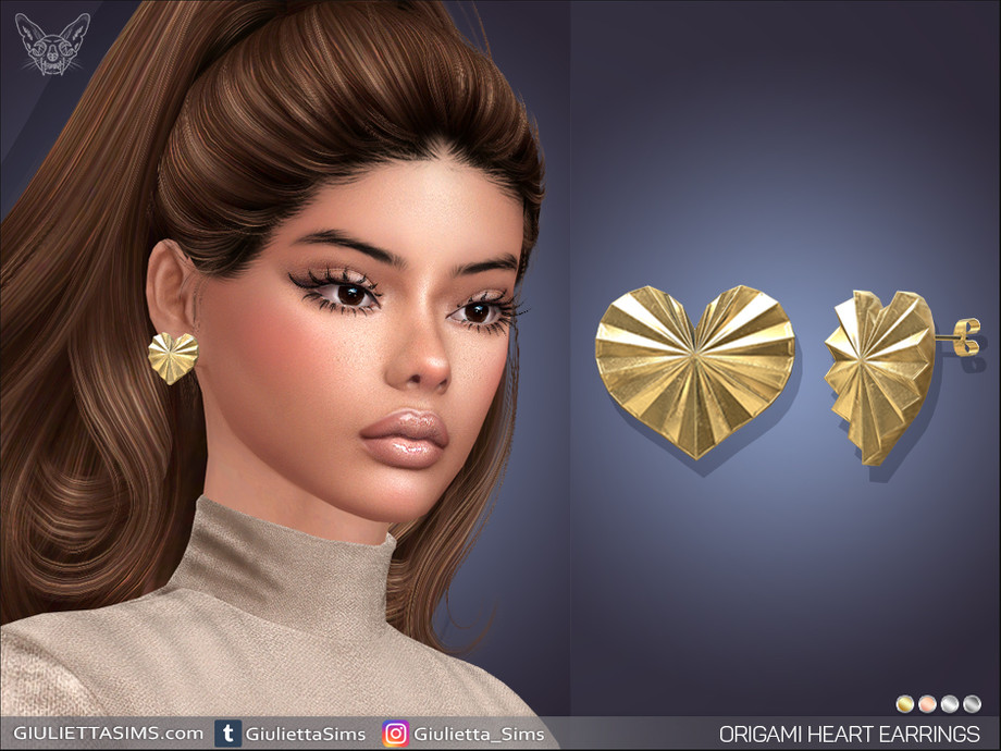 The Sims Resource | Origami Heart Earrings