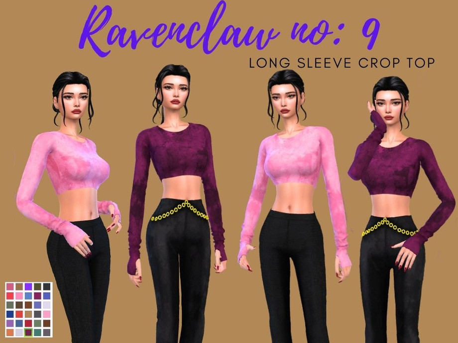 The Sims Resource | RAVENCLAW NO: 9 LONG SLEEVE CROP TOP