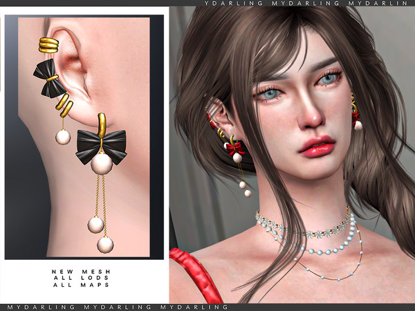 The Sims Resource | Women's bow earring n0023