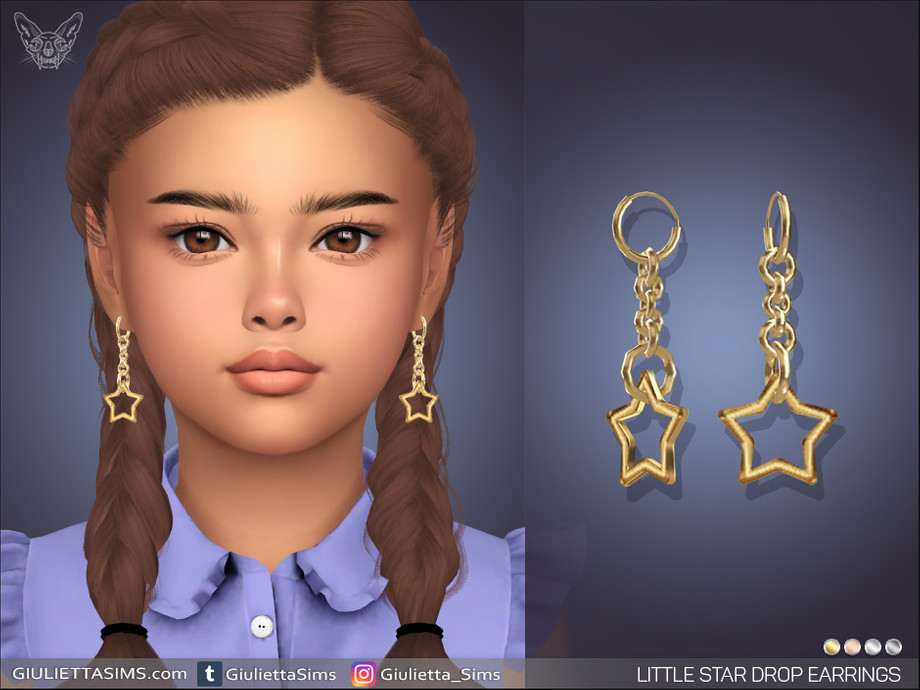 The Sims Resource | Little Star Drop Earrings For Kids