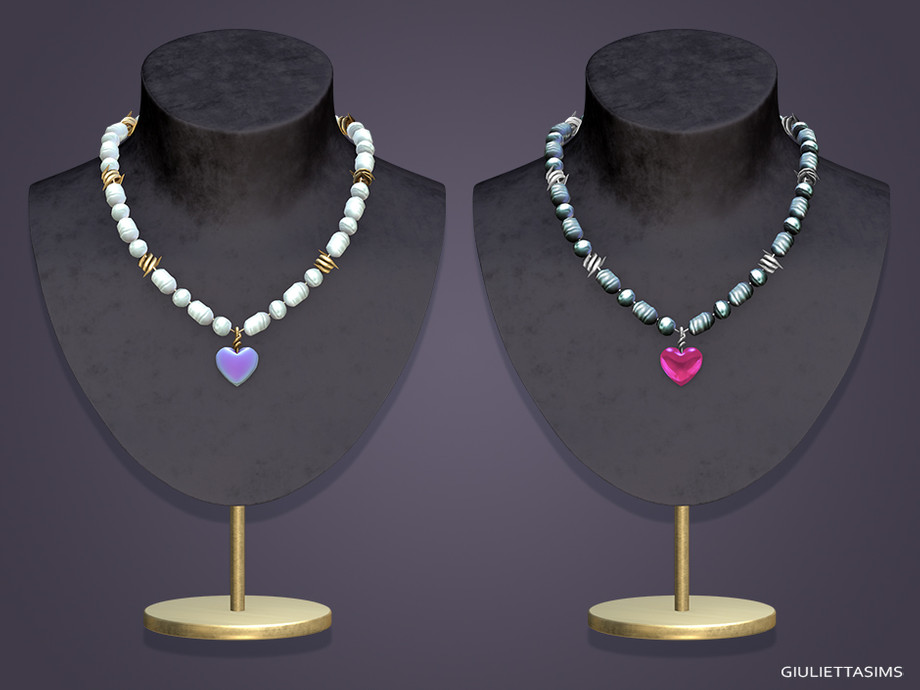 The Sims Resource | Pearl Barbed Wire Heart Necklace