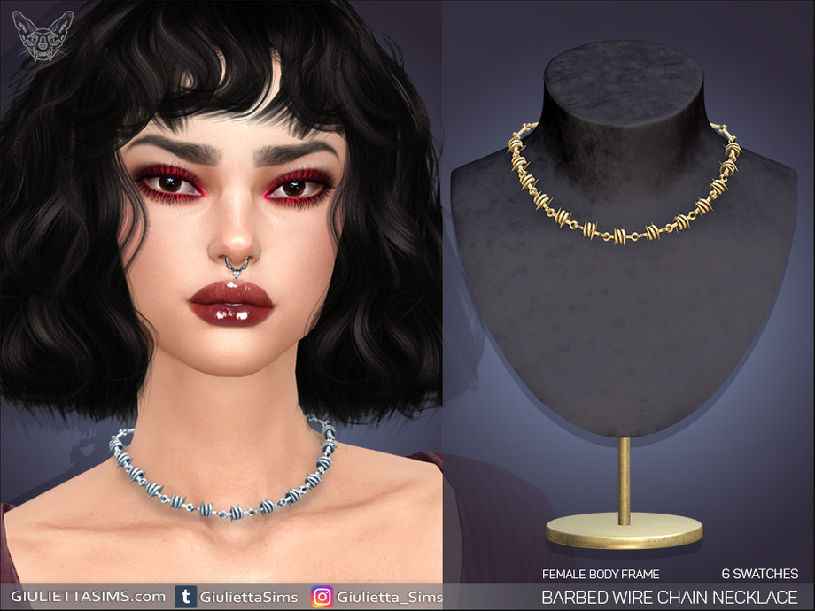 The Sims Resource | Barbed Wire Necklace (female body frame)
