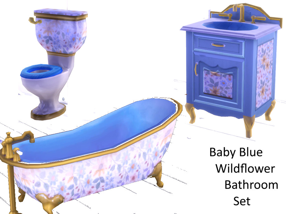 The Sims Resource | Baby Blue Wildflower Bathroom Toilet